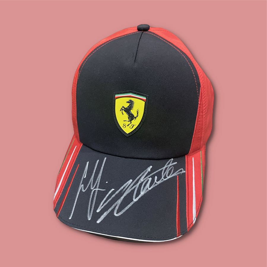 Charles Leclerc and Carlos Sainz Ferrari Signed Team Black Cap