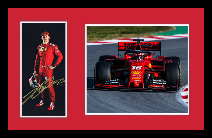 Large Framed 2019 Charles Leclerc Signed Ferrari Driver Card - Austral